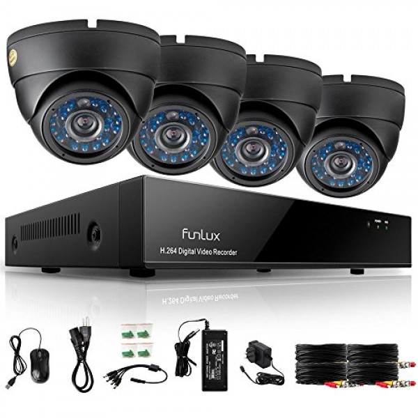 Funlux KS-Y84ZH-N 8CH 960H DVR Security System with 4 700TVL Dome ...
